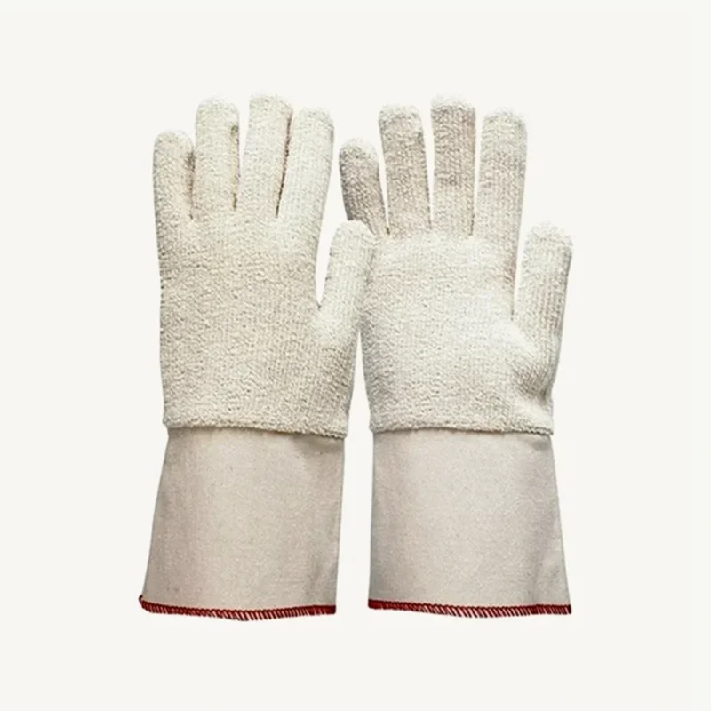 Knitted Terry Gloves (Natural with Red Line) - Hilton Glove